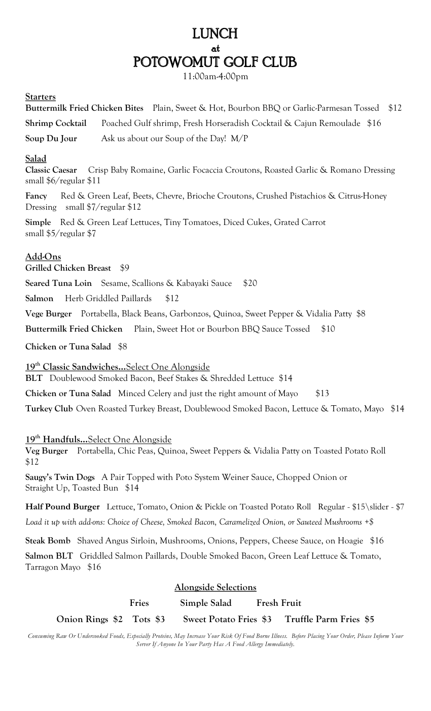 Dining at Potowomut - Potowomut Golf Club