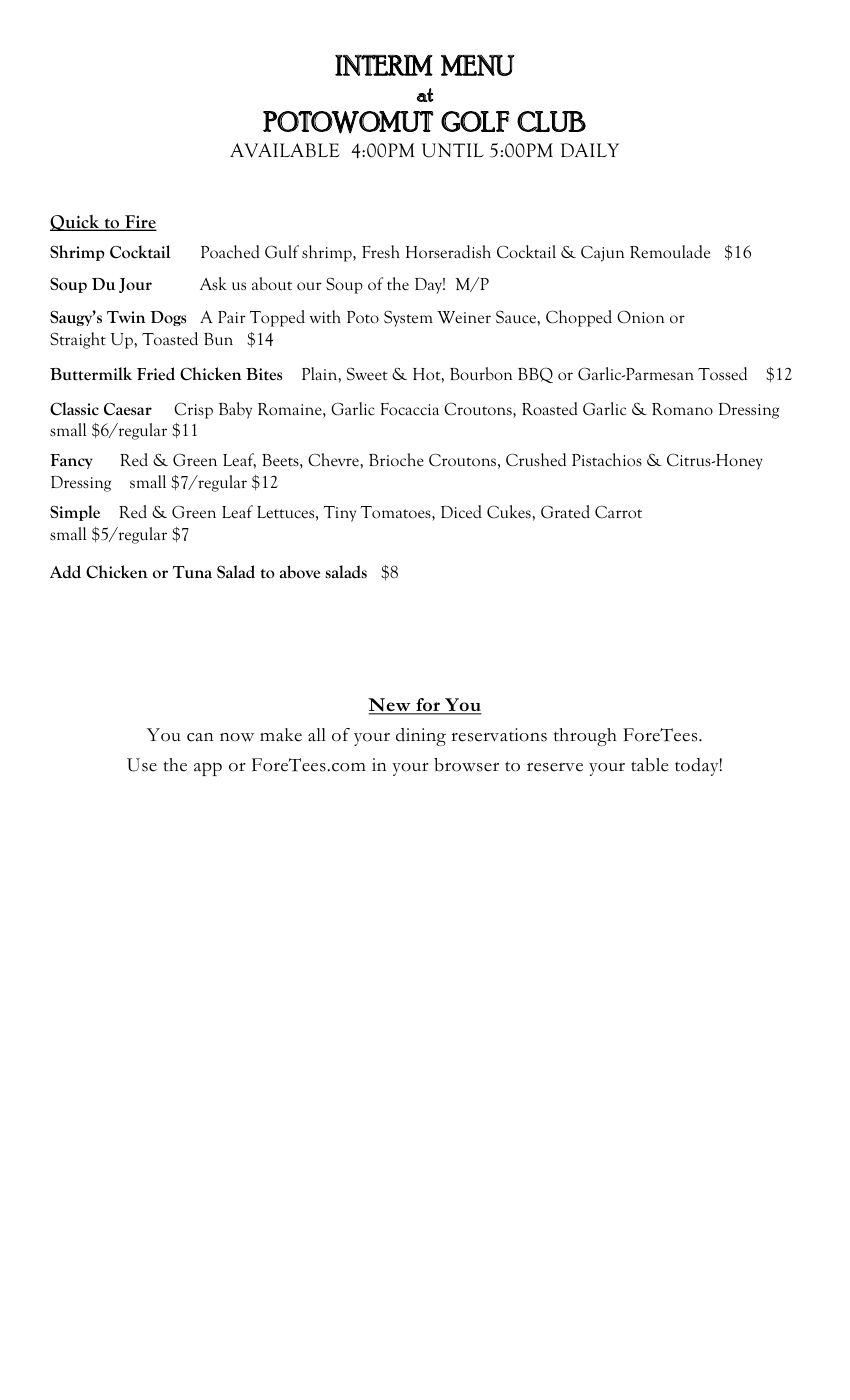 Dining at Potowomut - Potowomut Golf Club